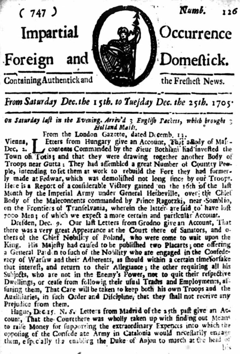 War News Reporting - 1705 - Old British News